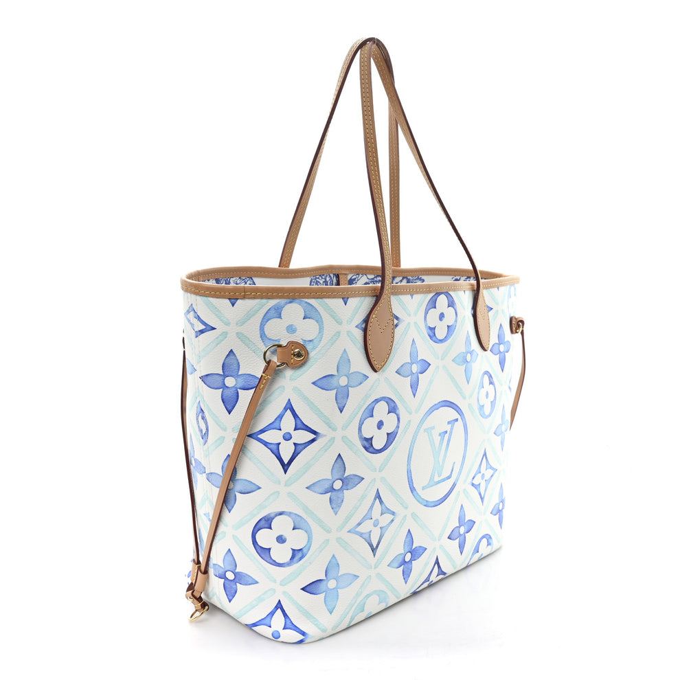 Louis Vuitton Monogram Tiles By The Pool 2.0 Neverfull MM Lagoon Blue ...