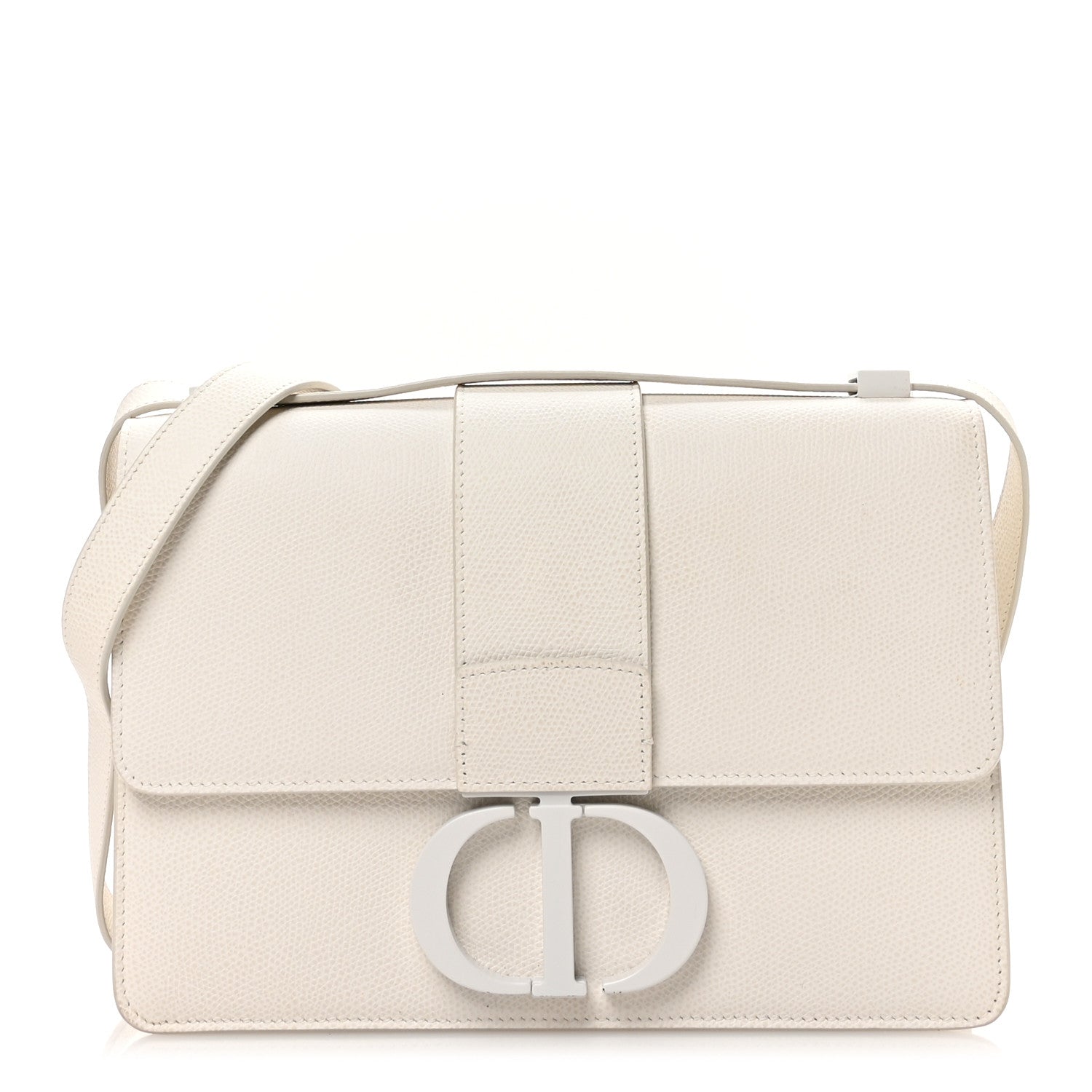 Christian Dior Ultra Matte Grained Calfskin 30 Montaigne Flap Bag White ...