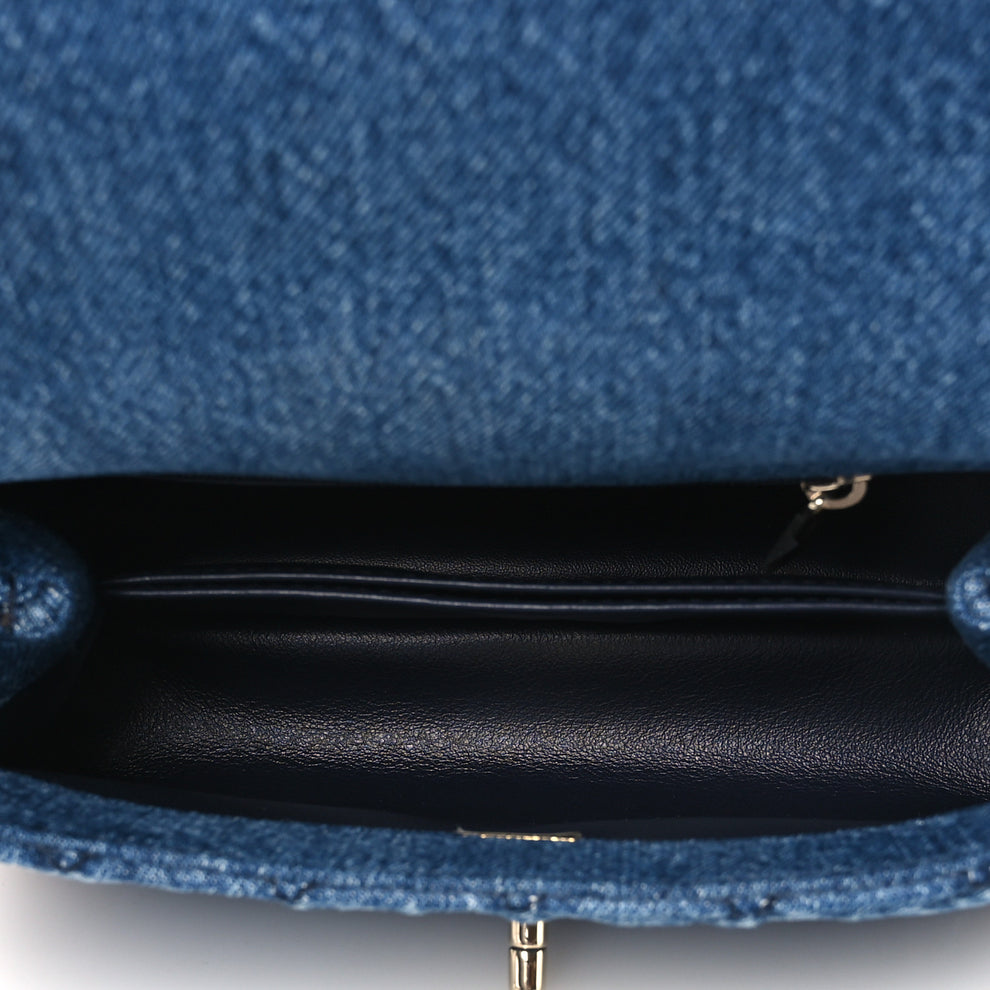 Chanel Washed Denim Quilted Mini Coco Handle Flap Blue 1862066 ...