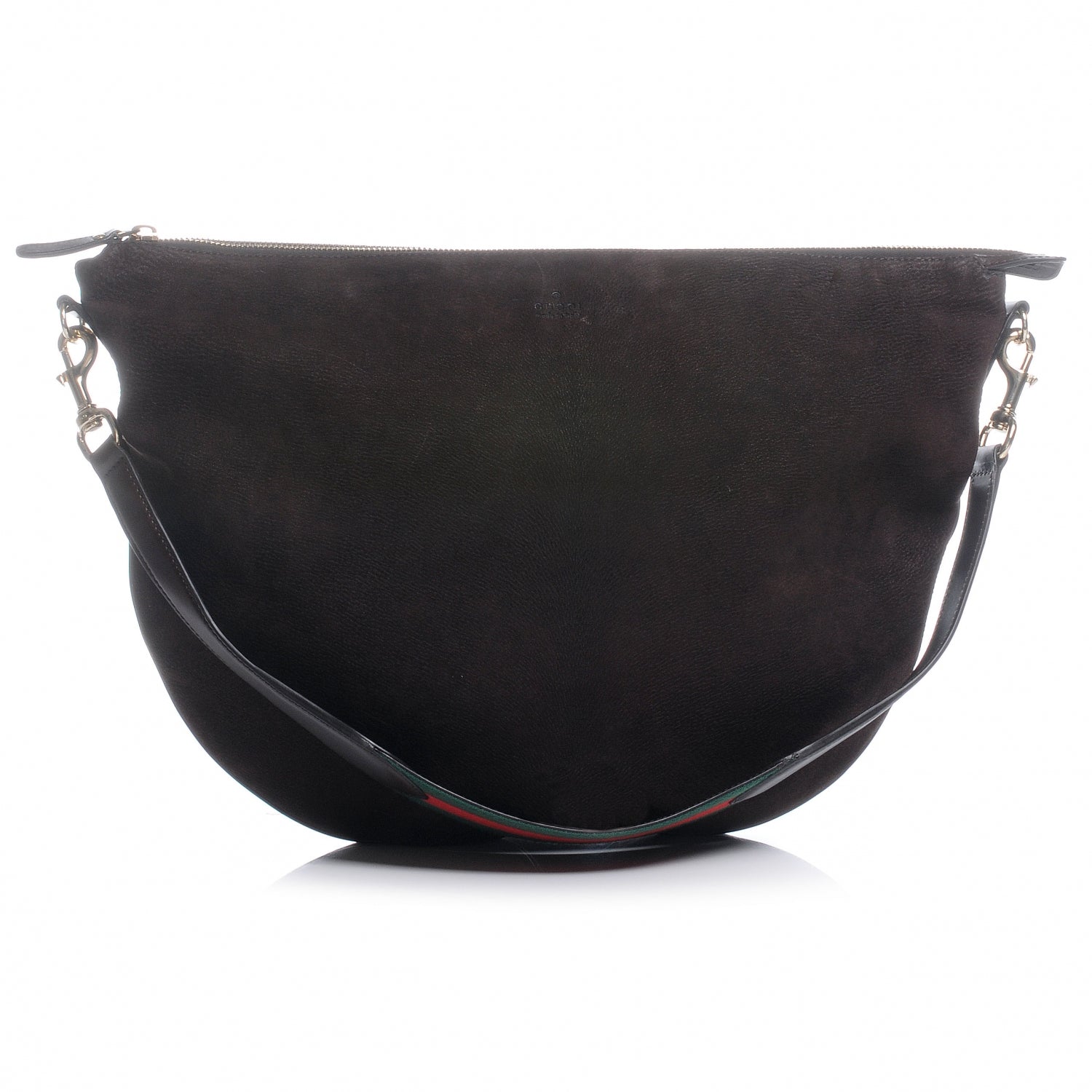Gucci Nubuck Suede Large Web Messenger Bag Dark Brown 46878 – FASHIONPHILE