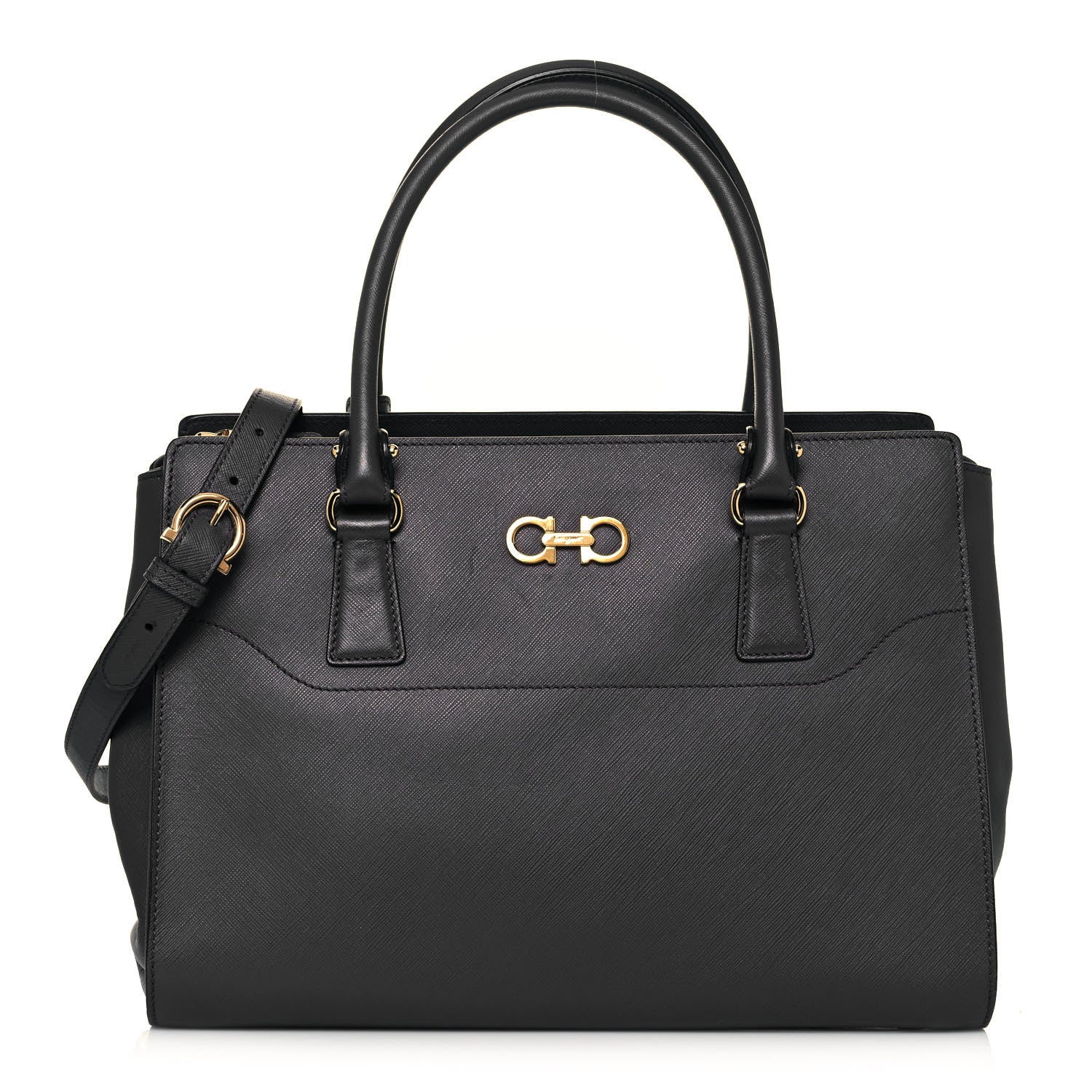 Salvatore Ferragamo Saffiano Large Beky Tote Gray 1016775 – FASHIONPHILE