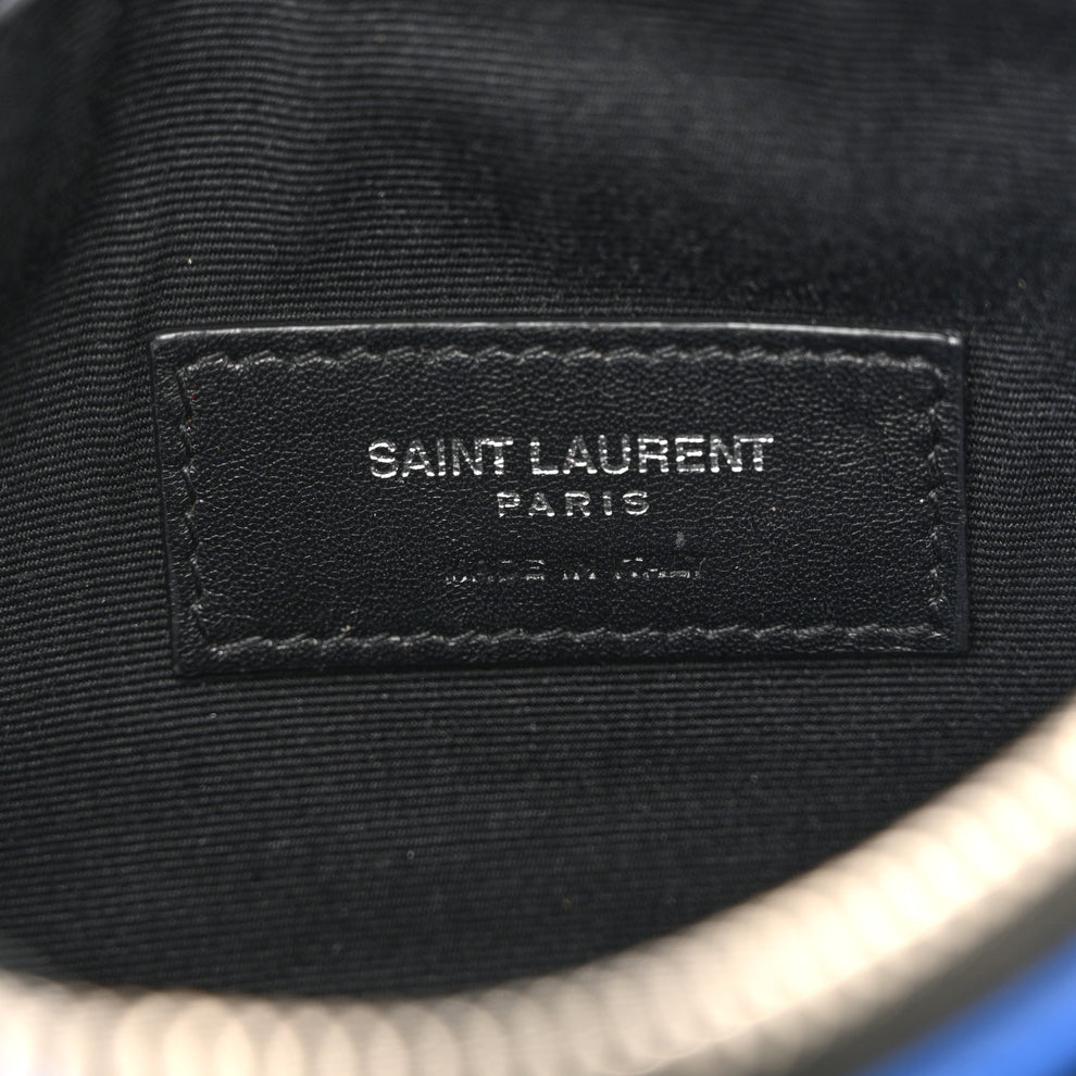 Saint Laurent Grain De Poudre Chevron Monogram Bill Pouch Neon Blue ...