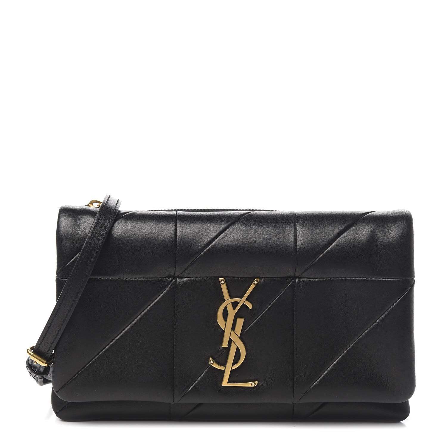 Saint Laurent Lambskin Patchwork Monogram Jamie Chain Wallet Black ...