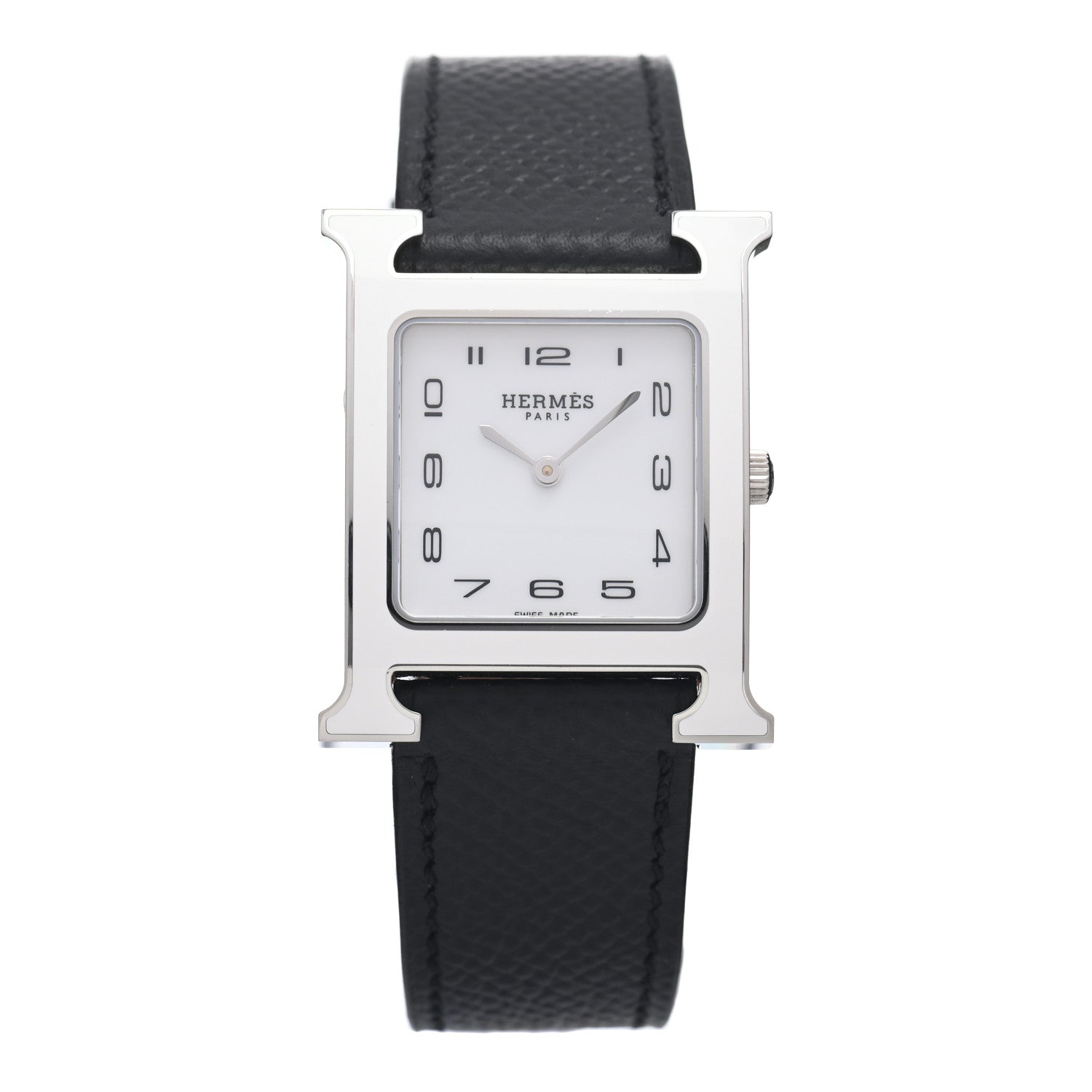 Hermes Stainless Steel Epsom 26mm Heure H Hour Quartz Watch Noir 764649 ...