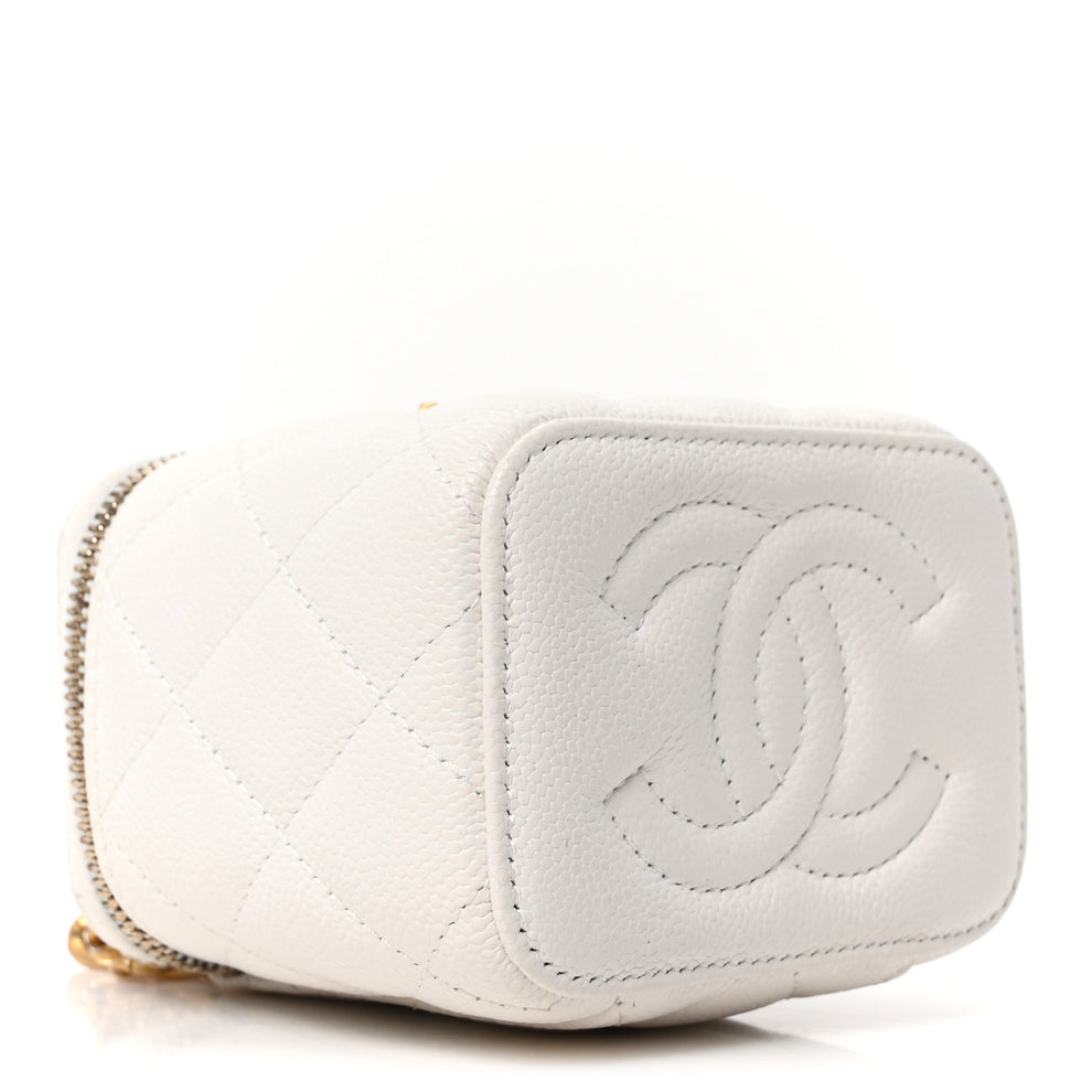 Chanel Caviar Quilted Sweetheart Mini Vanity Case White 1773000 ...