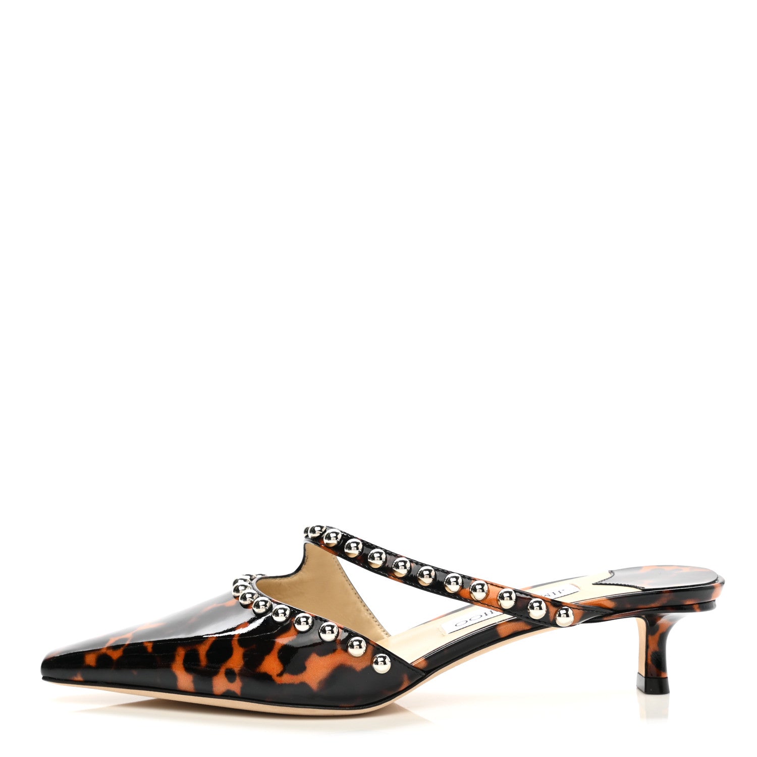 Jimmy Choo Patent Leopard Print Embellished Ros 35 Pumps 39 Cognac ...