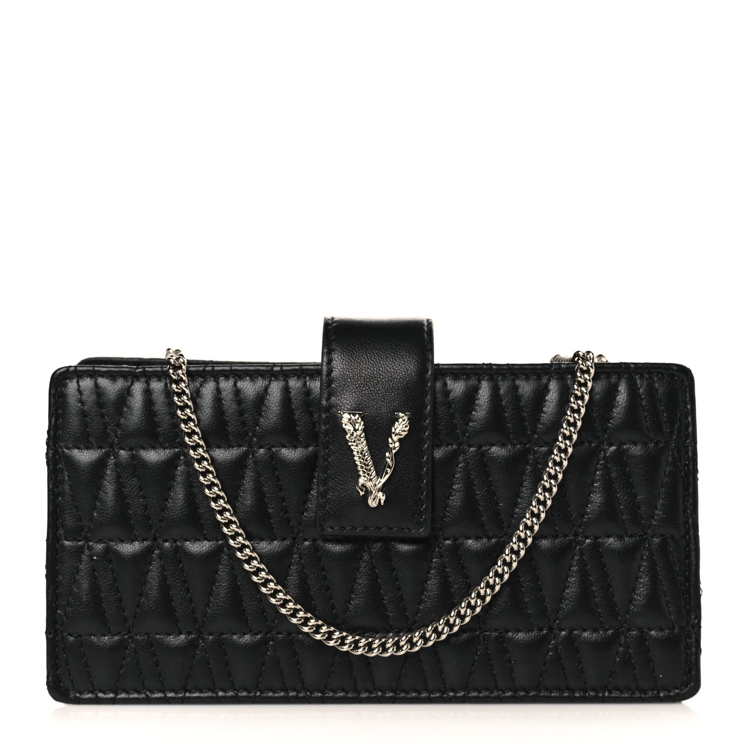 Versace Nappa Quilted Virtus Mini Shoulder Bag Black 1228372 – FASHIONPHILE