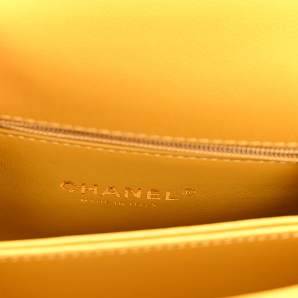 Chanel Caviar Quilted Extra Mini Coco Handle Flap Yellow 1788932 ...