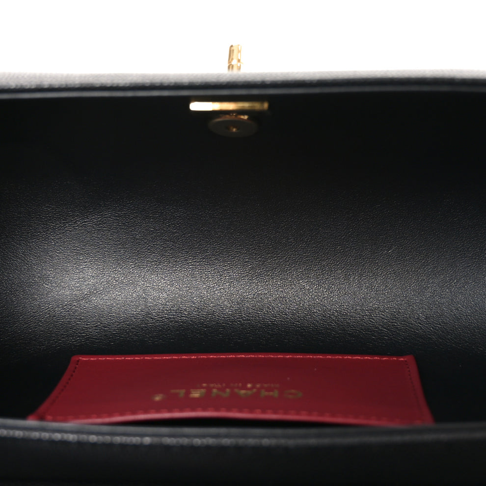 Chanel Shiny Caviar Preppy Coco Small Bowling Bag Black 1815400 ...