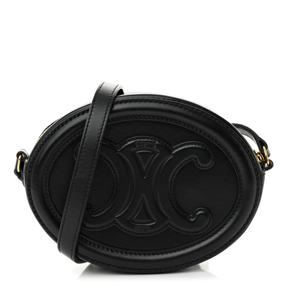 Celine Smooth Calfskin Cuir Triomphe Oval Bag Black 1856700 – FASHIONPHILE