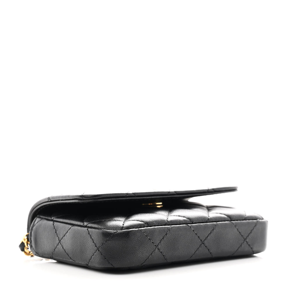 Chanel Lambskin Enamel Quilted Coco Hearts Clutch With Chain Black ...