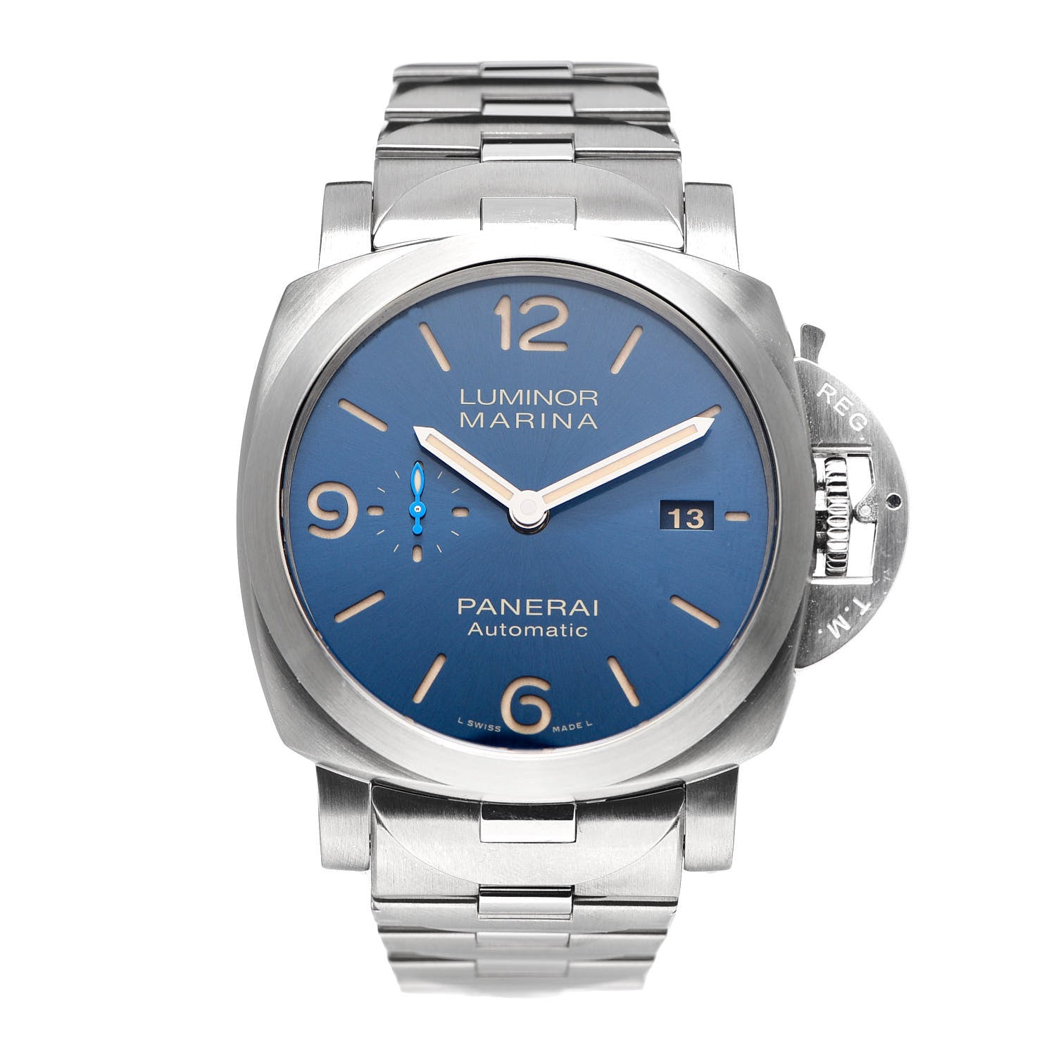Panerai Stainless Steel 44mm Luminor Marina 3 Day Automatic Watch Blue ...