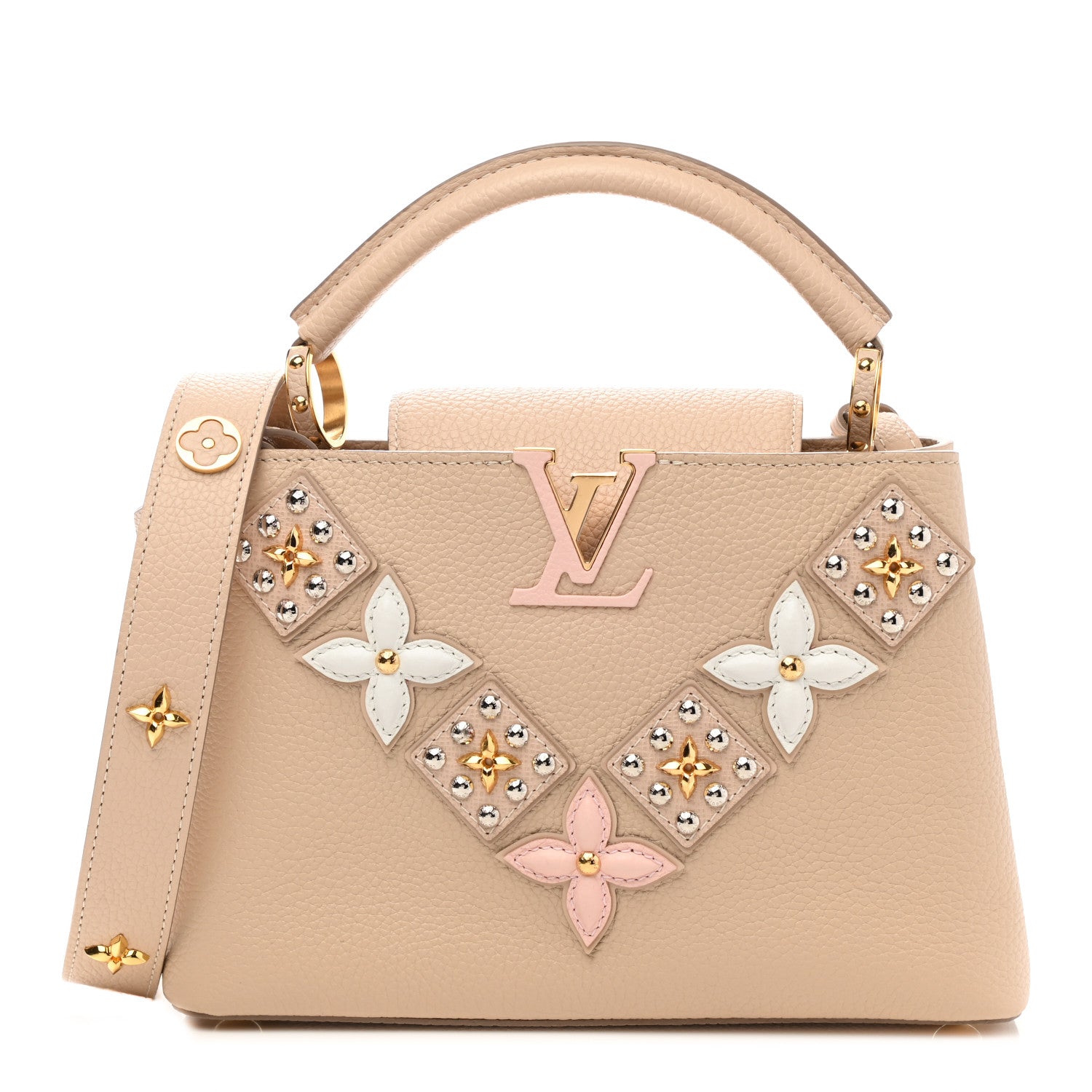 Louis Vuitton Taurillon Mechanical Flowers Smile Capucines BB Beige ...