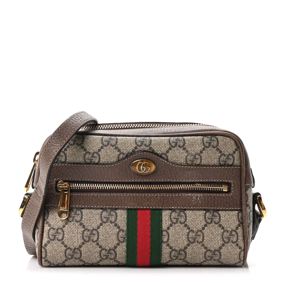 Gucci GG Supreme Monogram Web Mini Ophidia Shoulder Bag Brown 1892132 ...