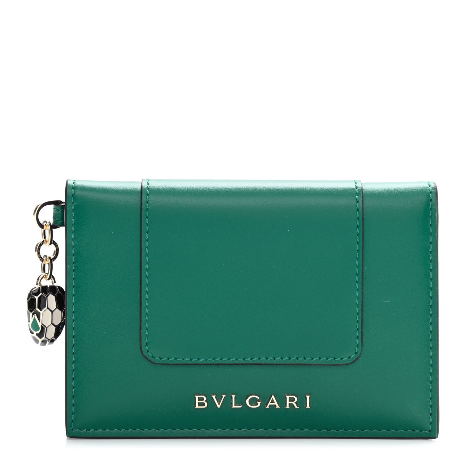 Bulgari Serpenti Calfskin Card Case Emerald Green Amethyst 1081478 ...