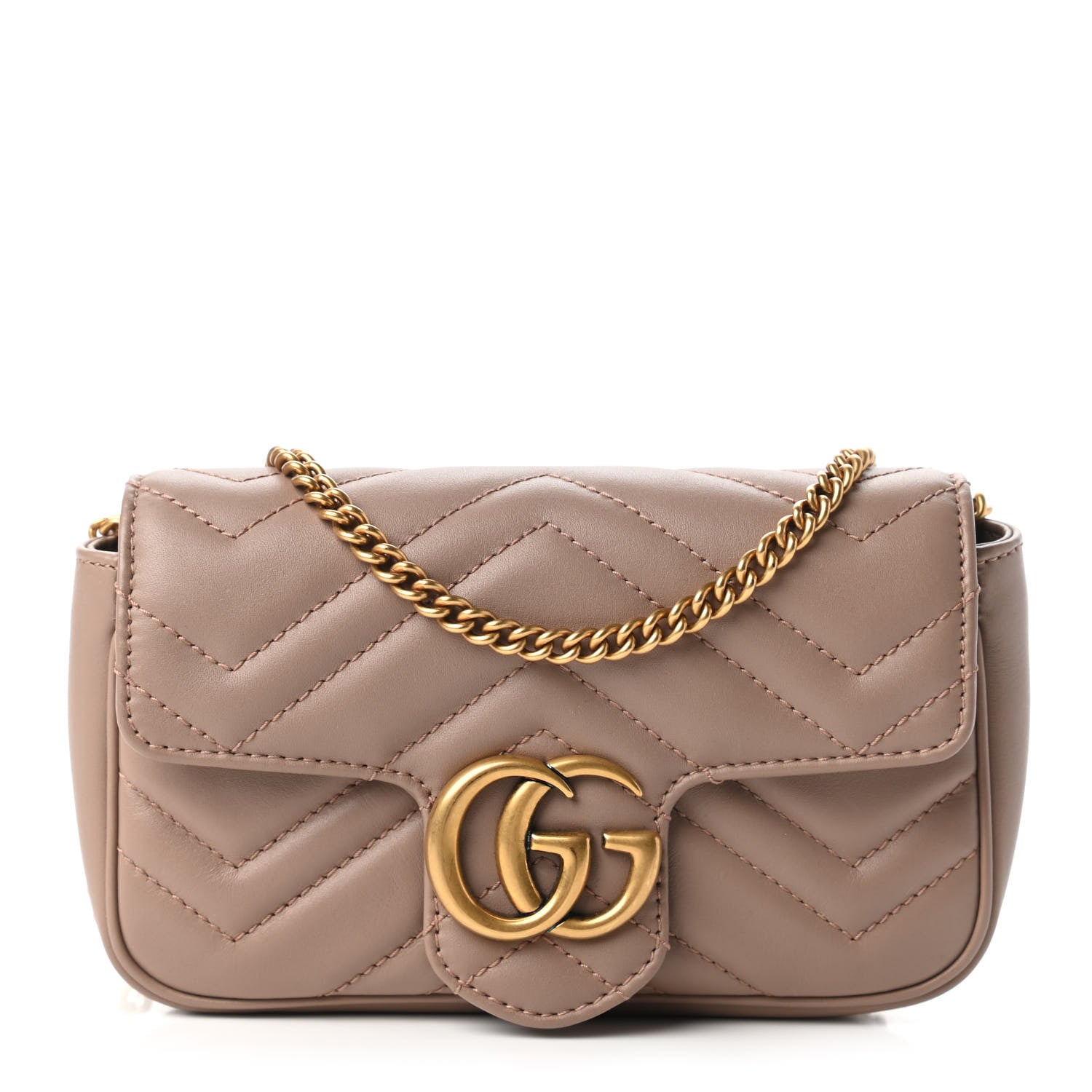 Gucci Calfskin Matelasse Super Mini GG Marmont Shoulder Bag Porcelain ...