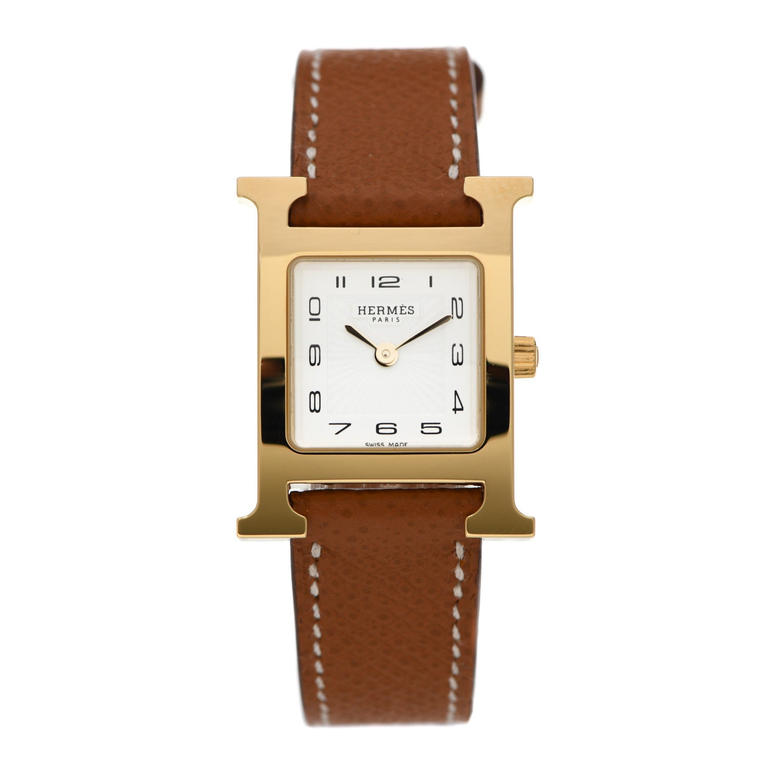 Hermes Stainless Steel Epsom 21mm Heure H Hour Quartz Watch Gold 851003 ...