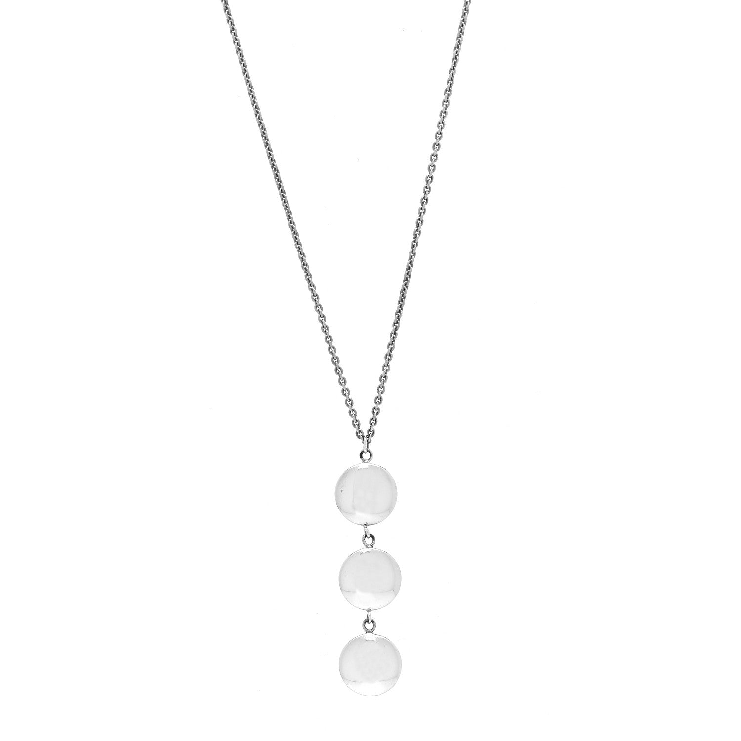Tiffany Sterling Silver Triple Disc Drop Pendant Necklace 849741 ...