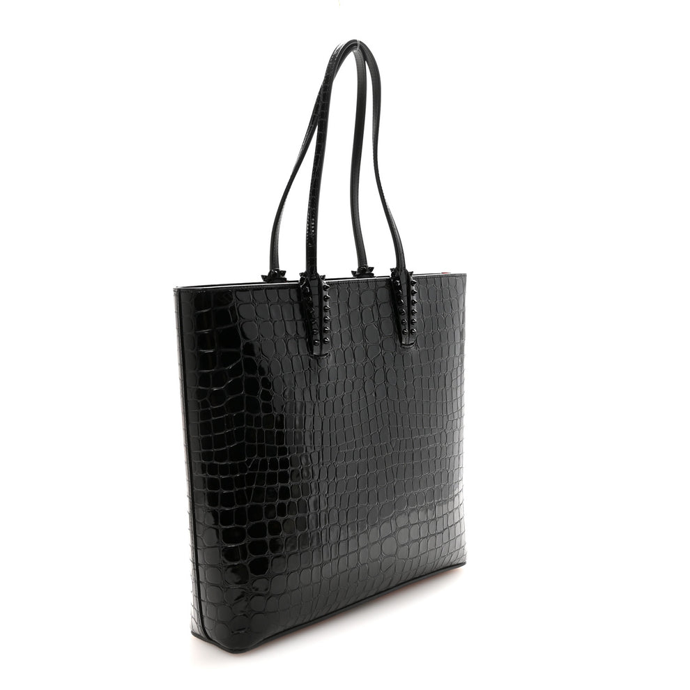 Christian Louboutin Patent Calfskin Crocodile Embossed Spikes Zipped ...