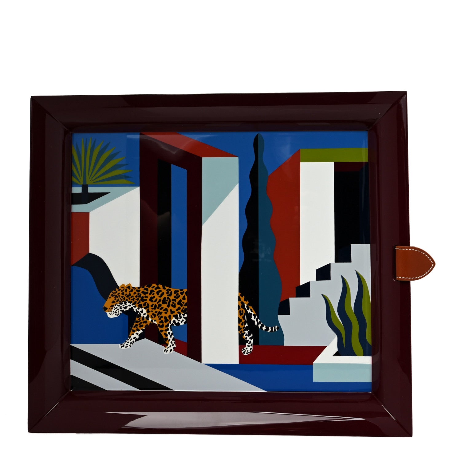 Hermes Lacquered Wood Taurillon Clemence Atrium Jaguar Dans Un Jardin ...