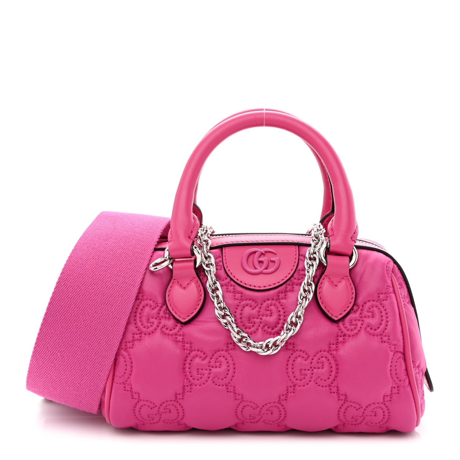 Gucci Nylon Calfskin Enamel GG Matelasse Mini Bowler Bag Lovely 1249266 ...
