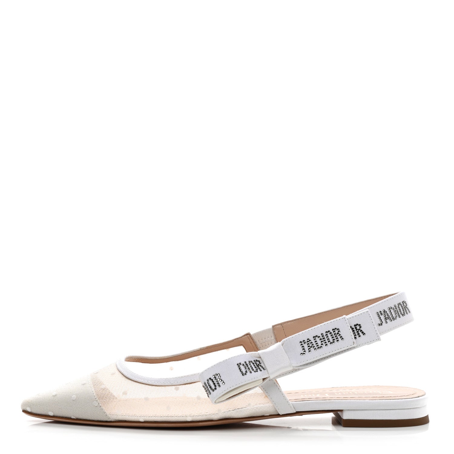 Christian Dior Mesh Plumetis Grosgrain Studded J'Adior Slingback Ballet ...