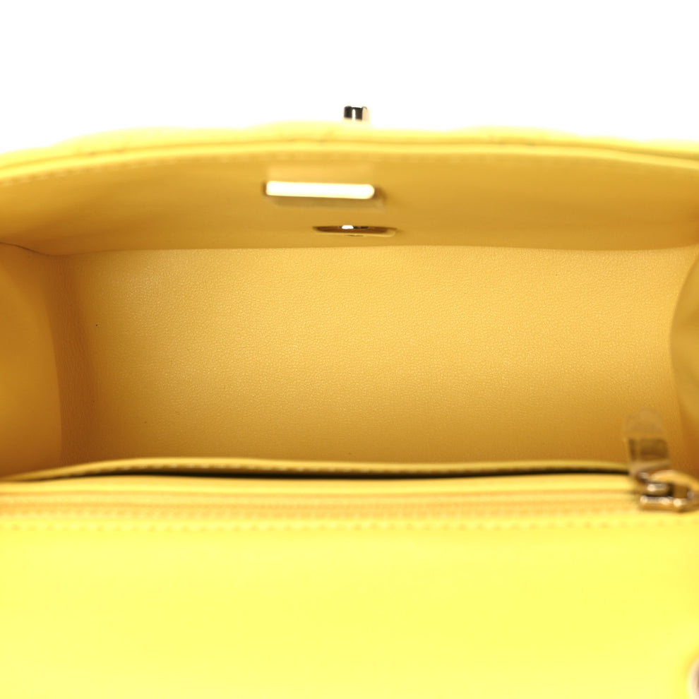 Chanel Lambskin Quilted Mini Square Flap Yellow 1798035 – FASHIONPHILE