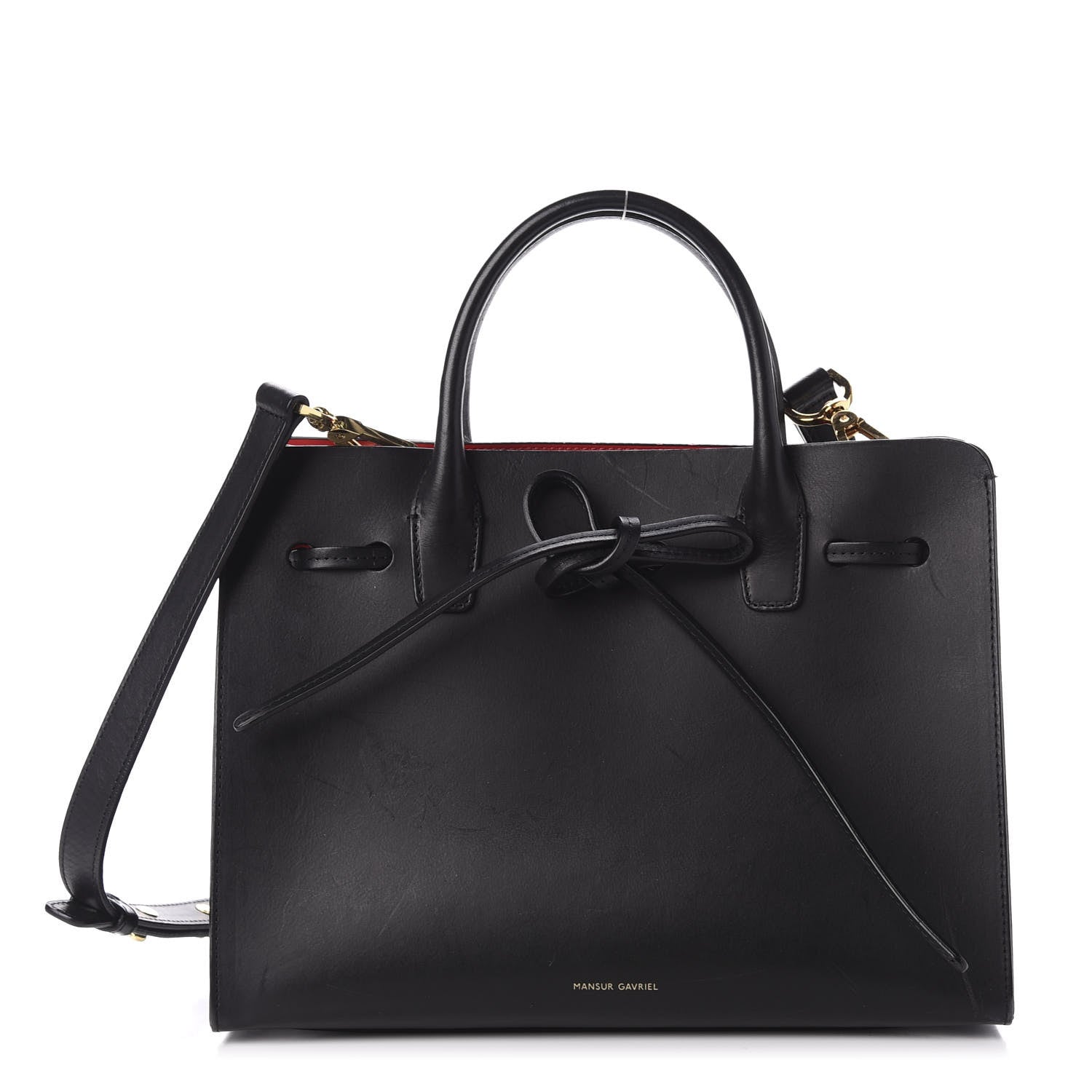 Mansur Gavriel Vegetable Tanned Calfskin Mini Mini Sun Bag Black Flamma ...