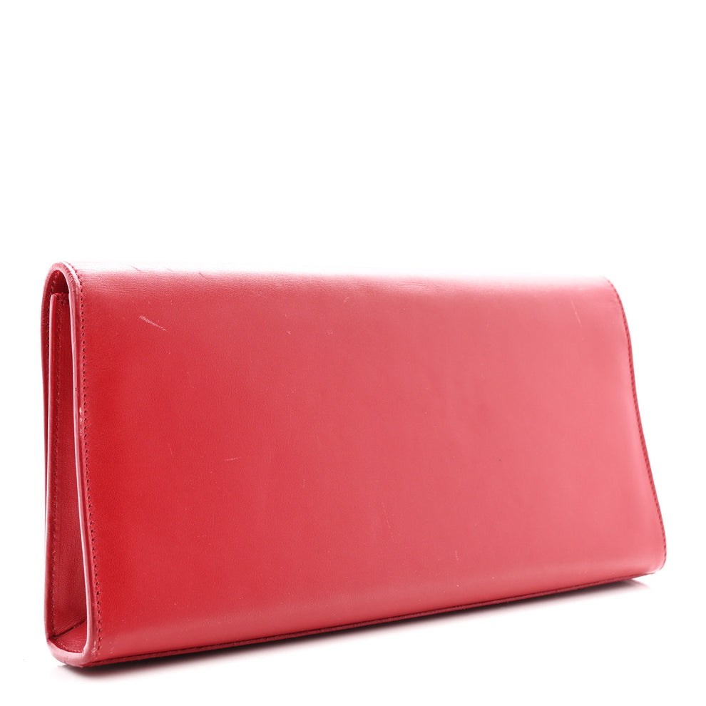Saint Laurent Calfskin Monogram Cassandre Clutch Rouge Orient 1780009 ...