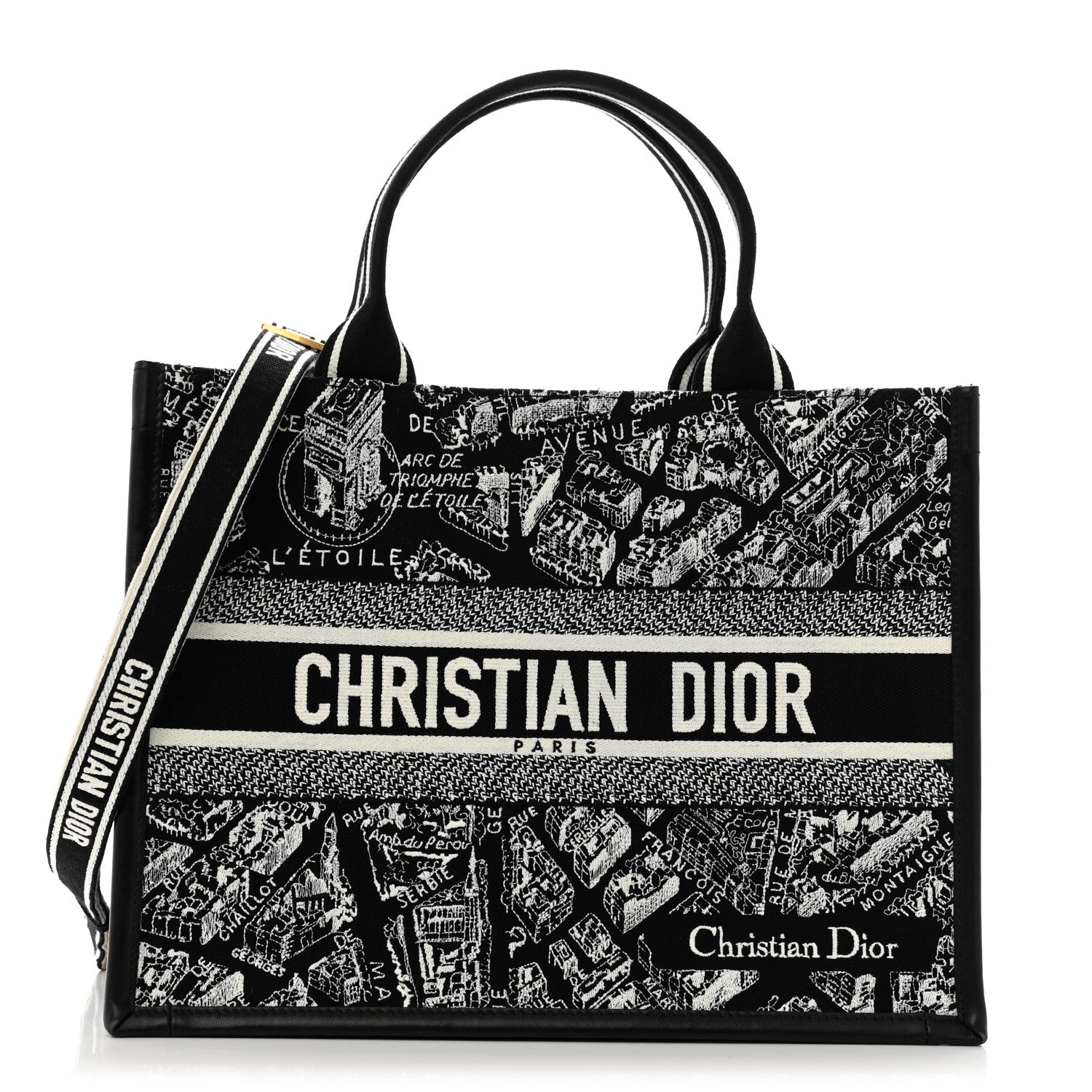 Christian Dior Calfskin Canvas Medium Plan De Paris Book Tote With ...