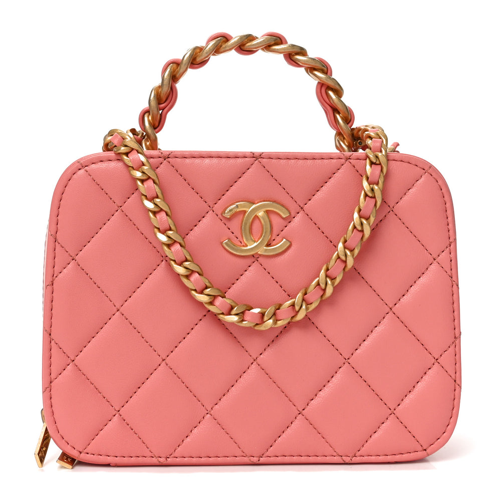 Chanel Lambskin Quilted Top Handle Small Vanity Case Pink 1799602 ...