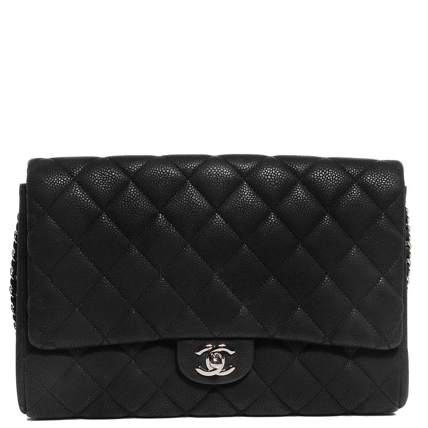 Chanel Iridescent Caviar Quilted Clutch With Chain Flap Black 92982 ...
