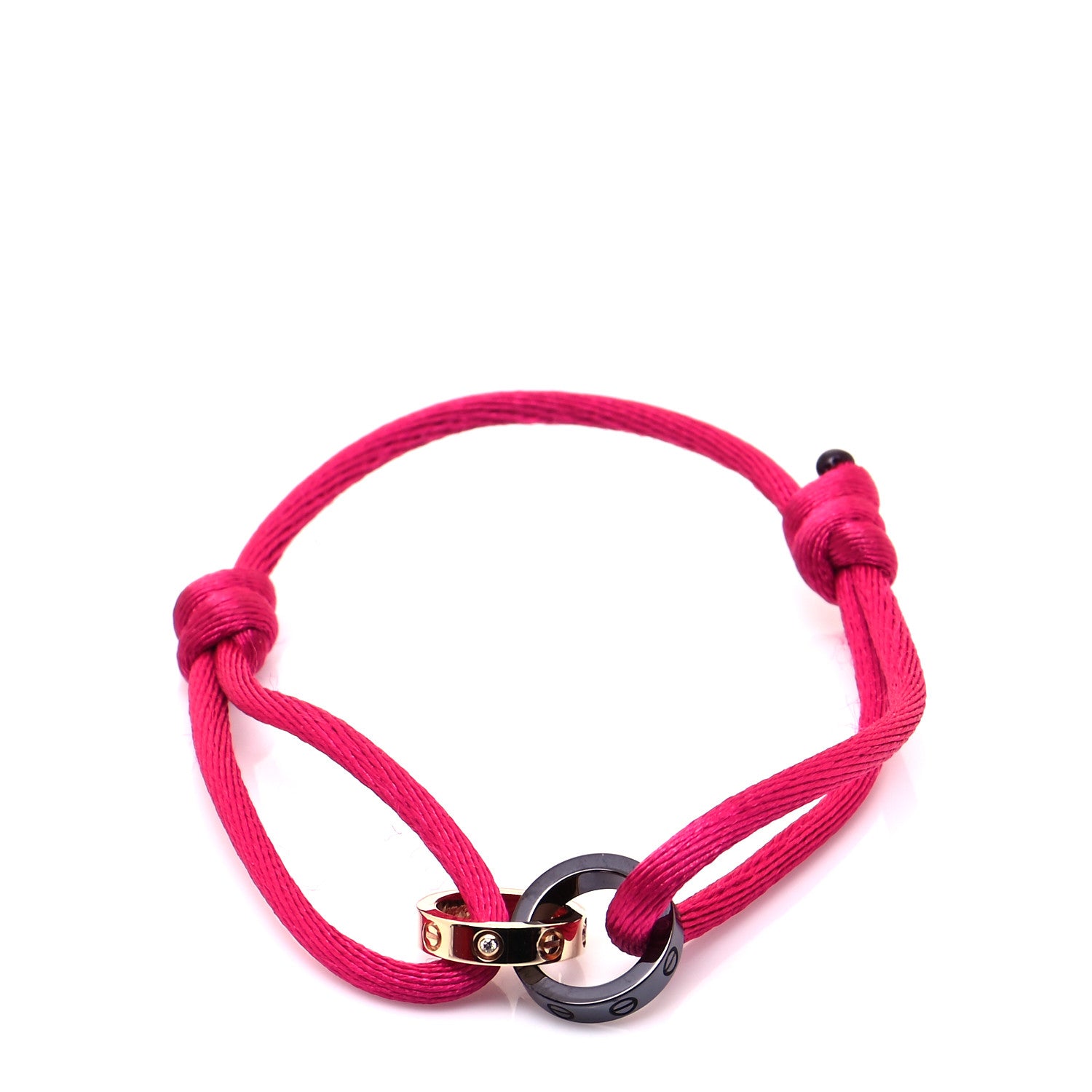 Cartier 18K Pink Gold Ceramic 4 Diamond LOVE Cord Bracelet Hot Pink ...