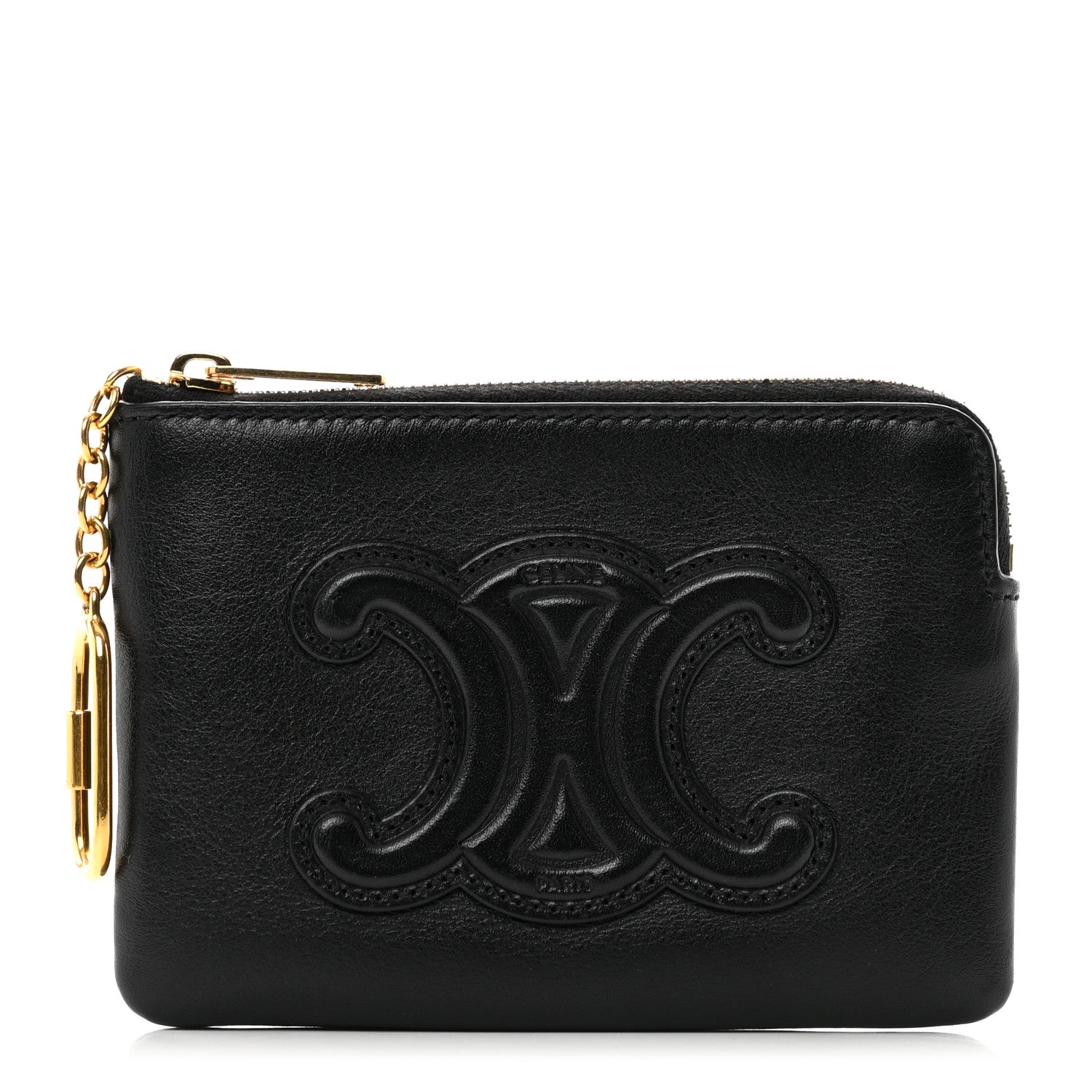 Celine Smooth Calfskin Cuir Triomphe Coin and Card Pouch With Hook ...