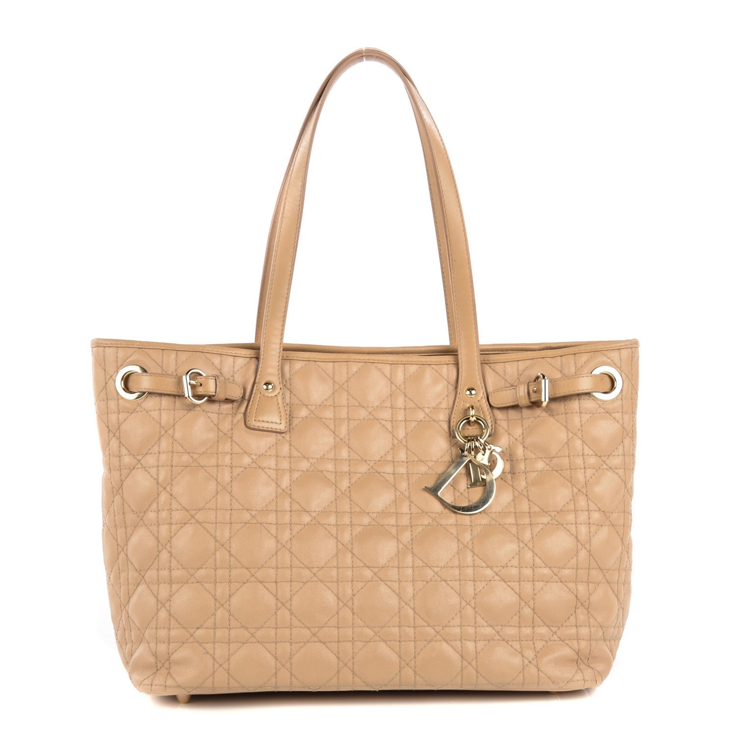 Christian Dior Coated Canvas Cannage Small Panarea Tote Beige 112658 ...