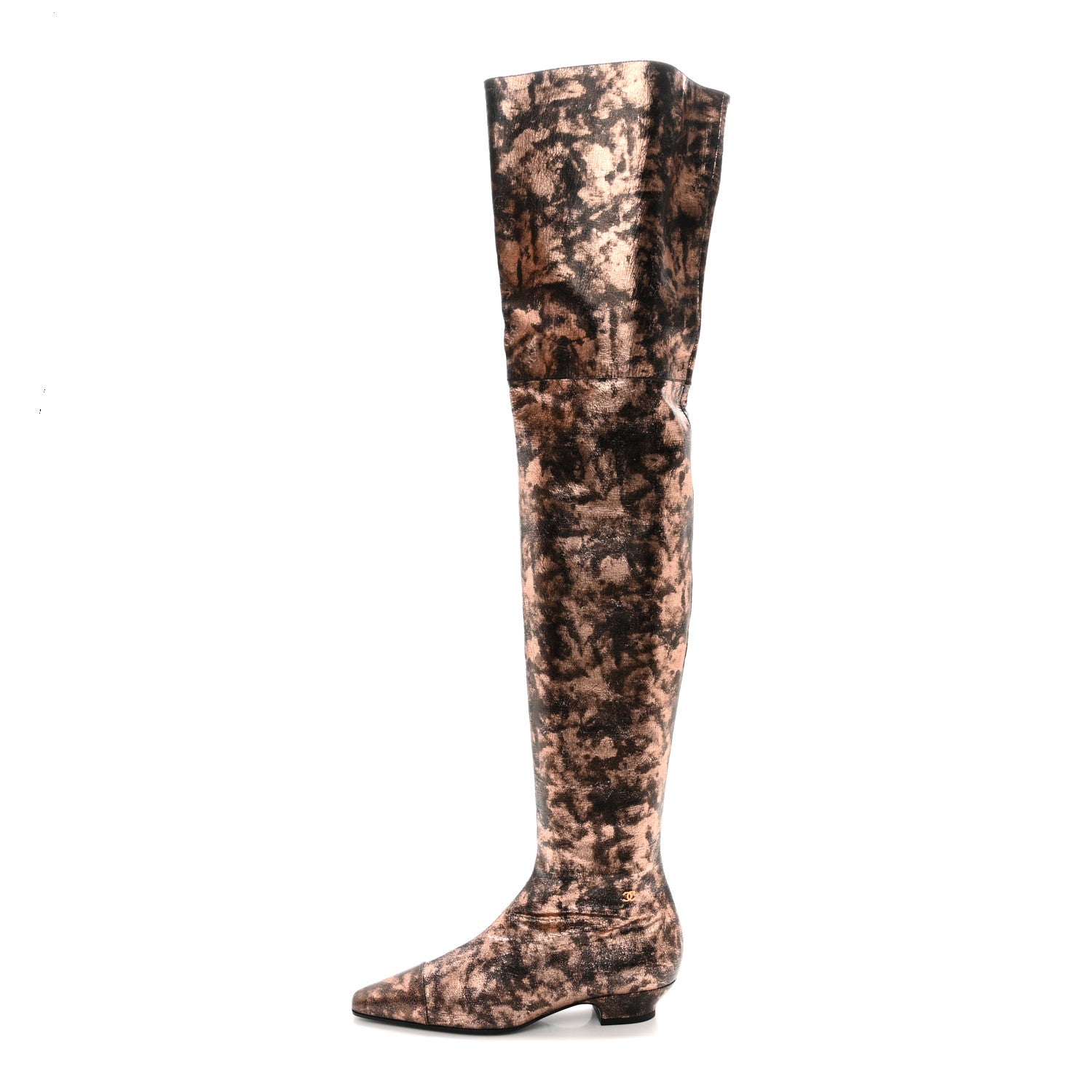 Chanel Laminated Goatskin Over the Knee Boots 37 Bronze 1483380 ...