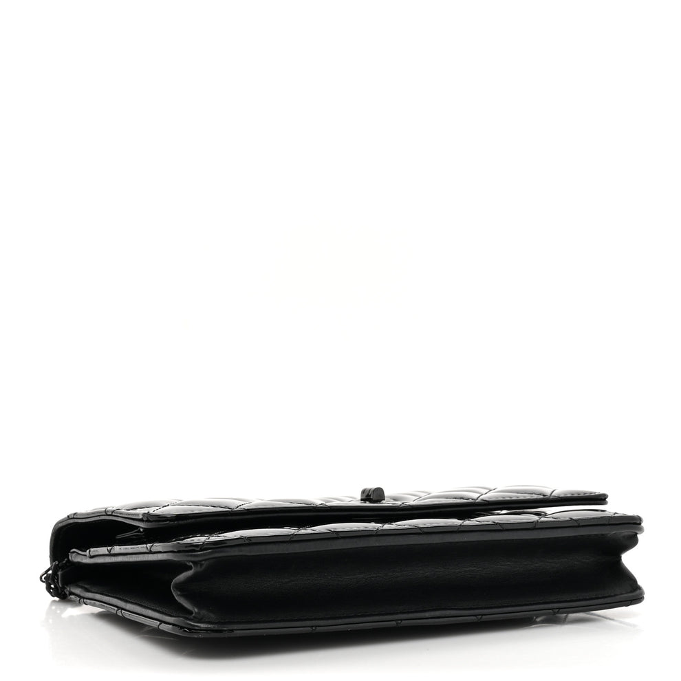 Chanel Patent Calfskin Quilted Reissue Wallet On Chain WOC So Black ...