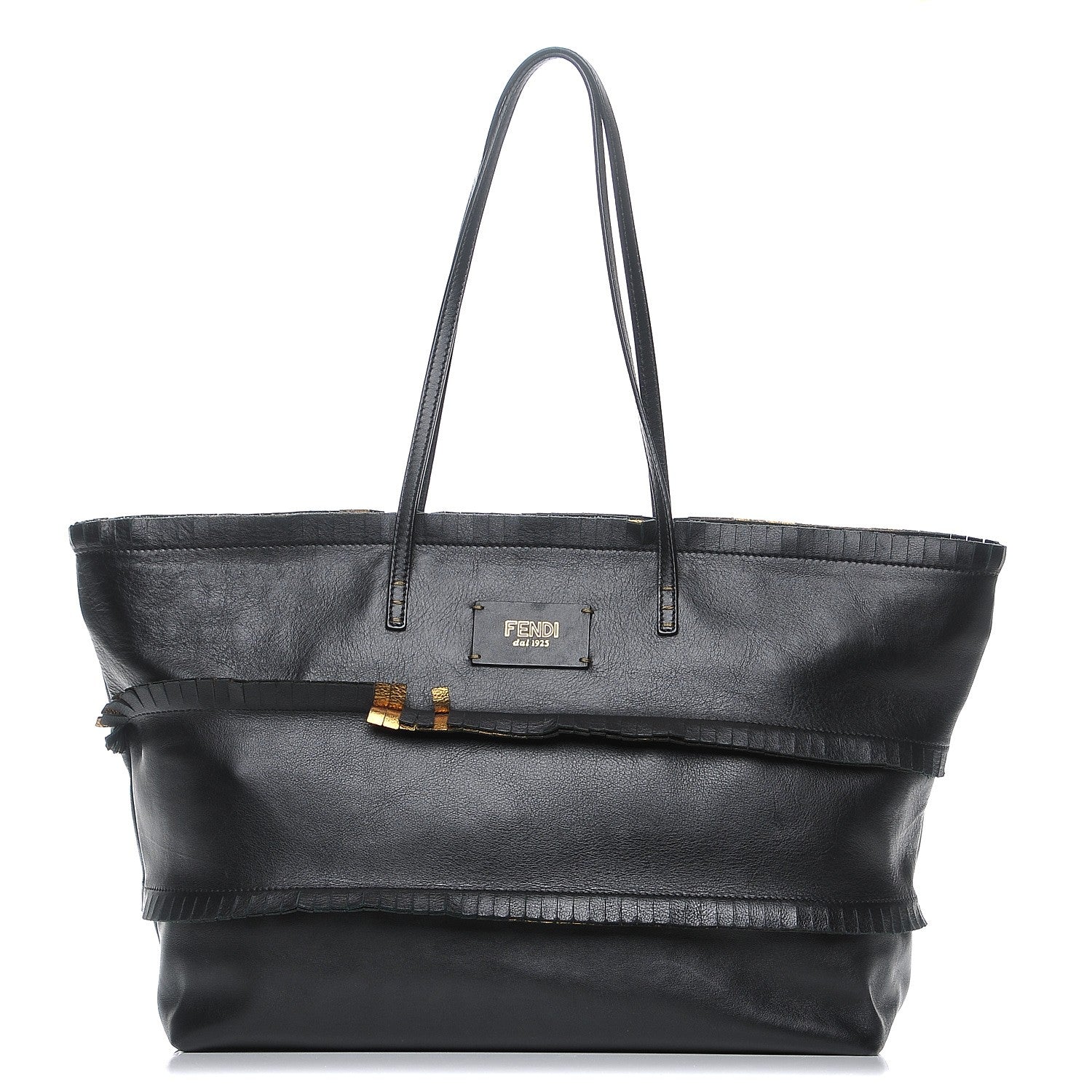 Fendi Calfskin Ruffle Roll Tote Black 207024 – FASHIONPHILE