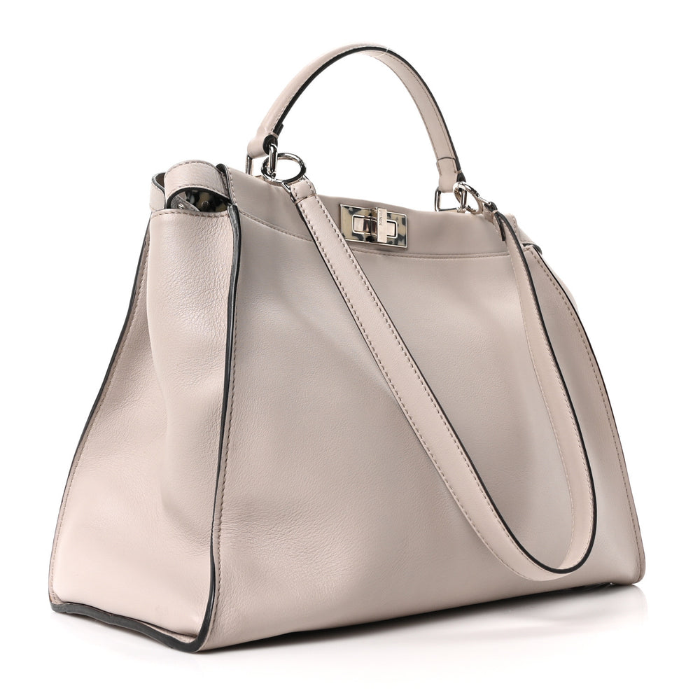 Fendi Vitello Seta Plexiglass Granite Large Peekaboo Iconic Satchel ...