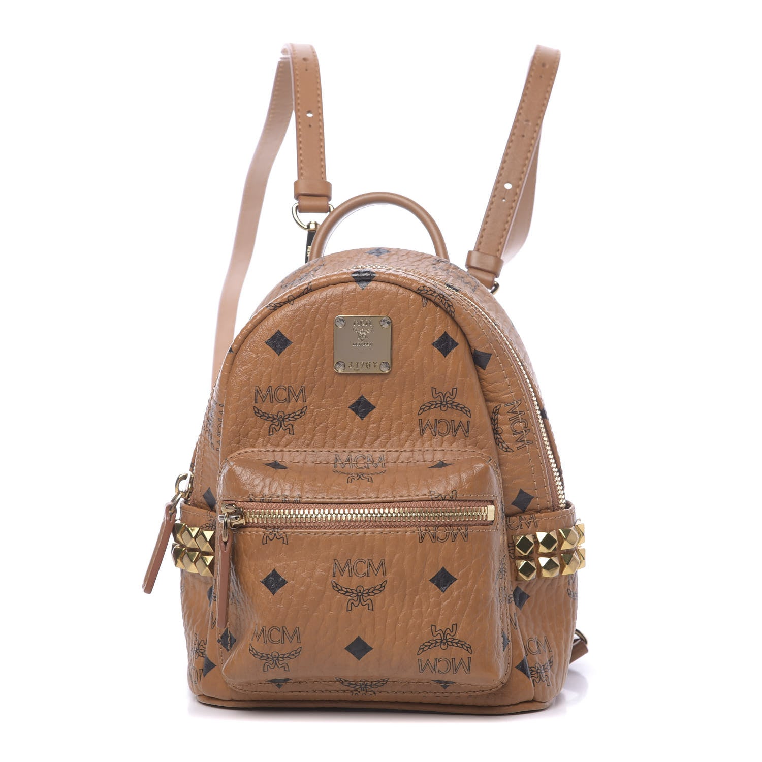 MCM Visetos Side Stud X-Mini Stark Bebe Boo Backpack Cognac 811531 ...