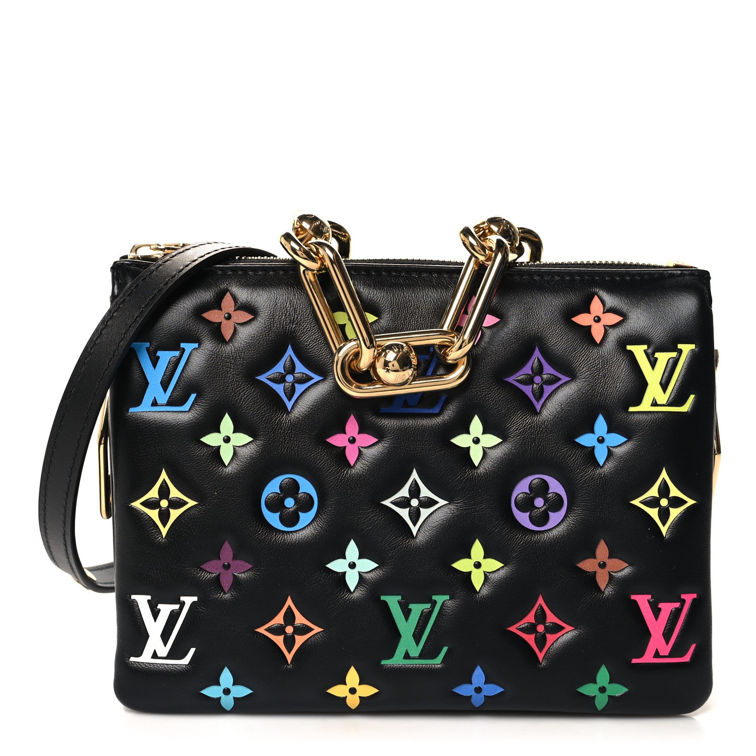 LOUIS VUITTON LV X TM Lambskin Embossed Monogram Coussin BB Black ...