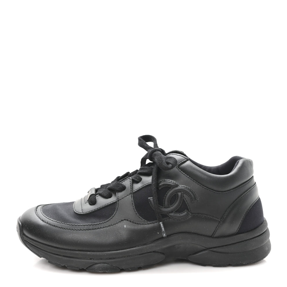 Chanel Lambskin Fabric CC Uniform Sneakers 39.5 Black 1844544 ...