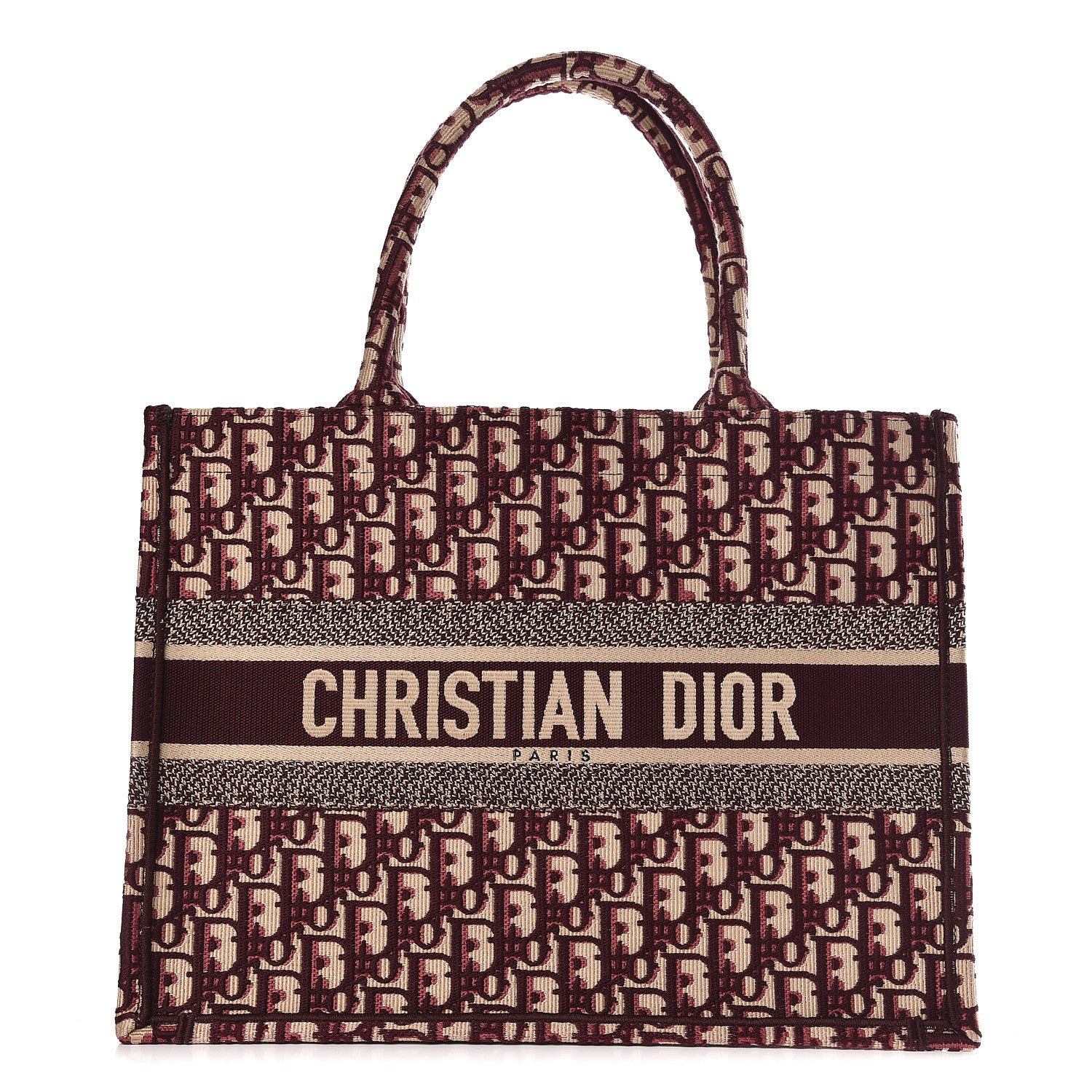 Christian Dior Oblique Medium Book Tote Burgundy Multicolor 465427 ...