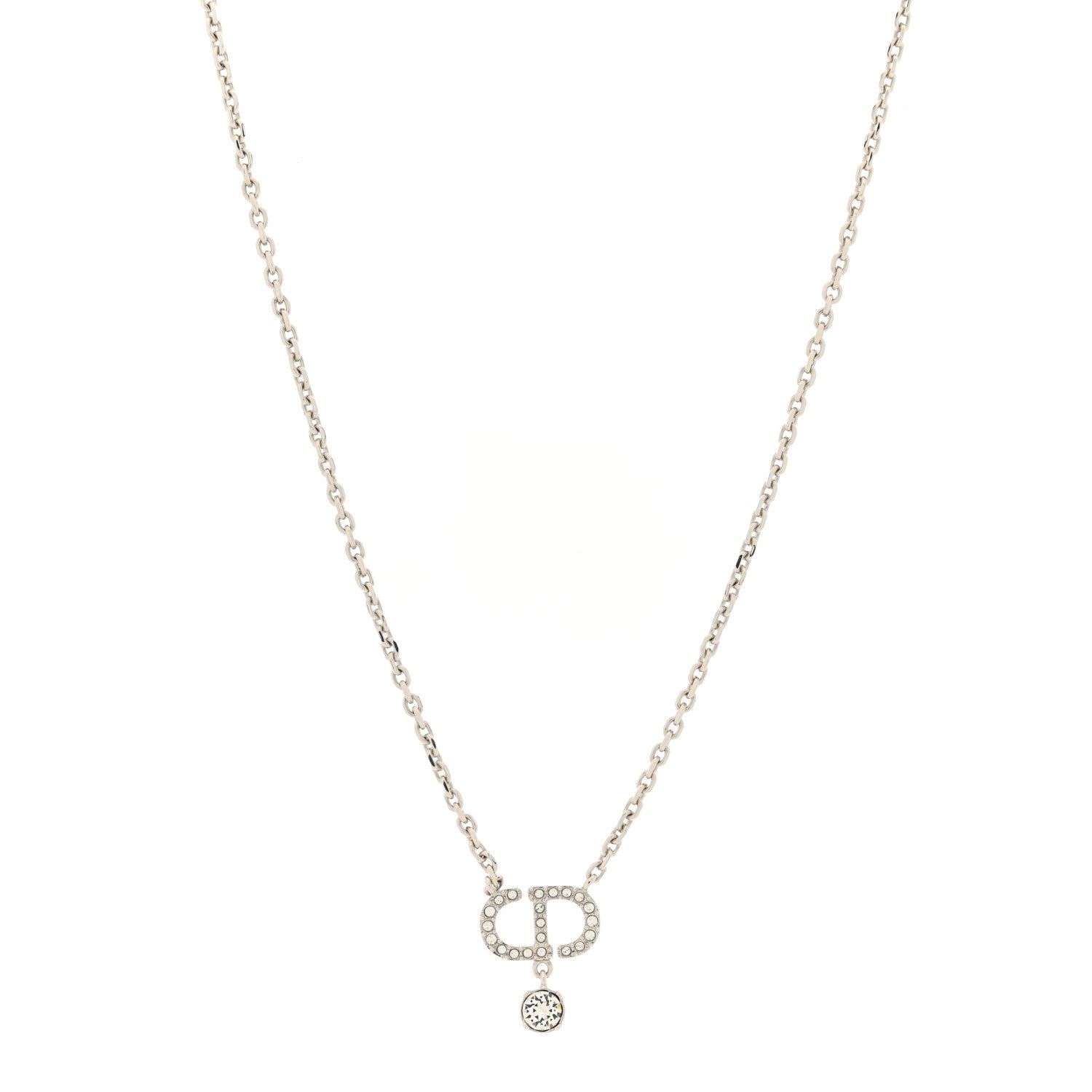 Christian Dior Crystal CD Pendant Necklace Silver 1745341 – FASHIONPHILE
