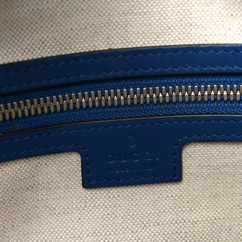 Gucci Calfskin GG Tennis Embossed Tote Bag Intense Metal Blue 1781490 ...