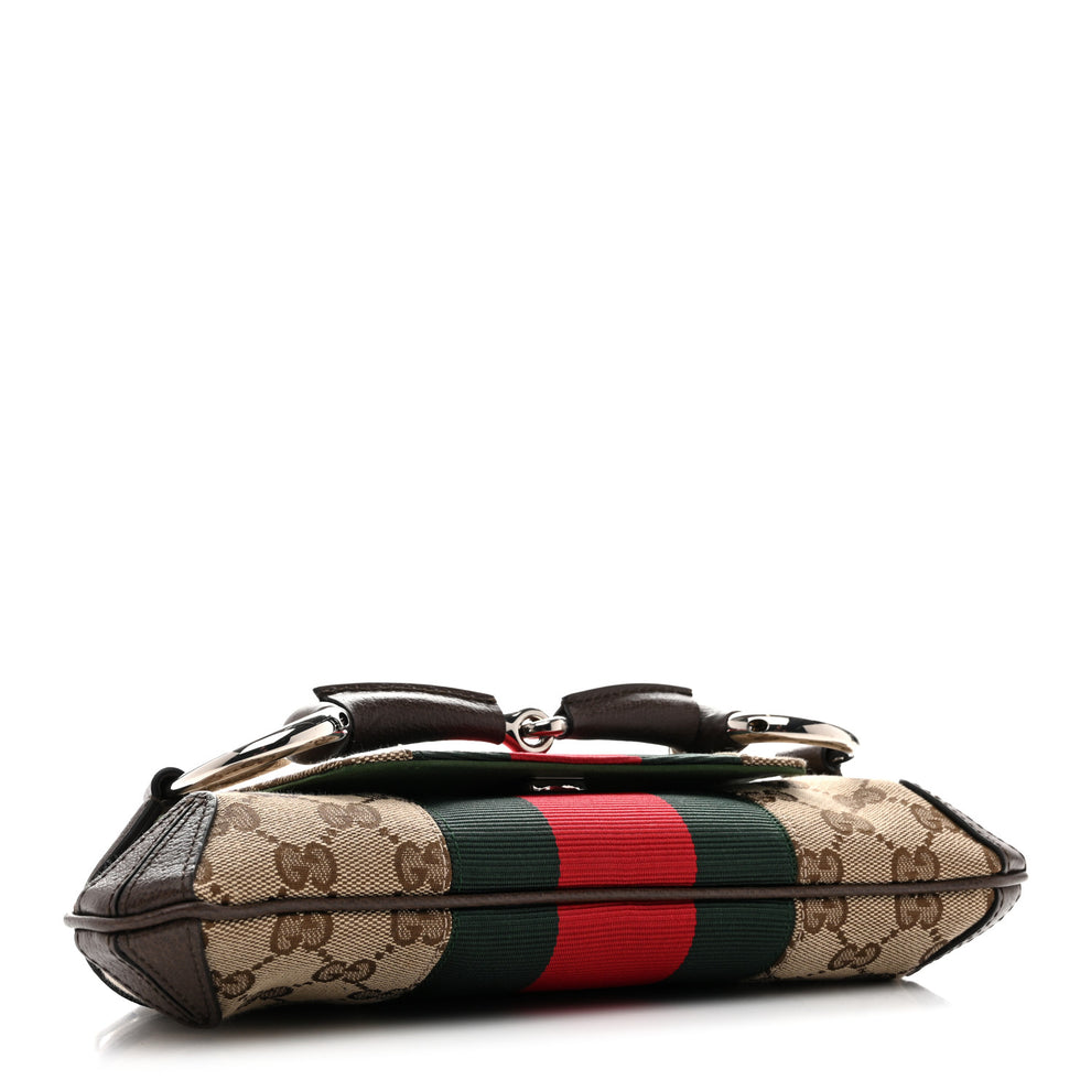 Gucci Monogram Textured Dollar Calfskin Heavy Grosgrain Web Small Maxi ...