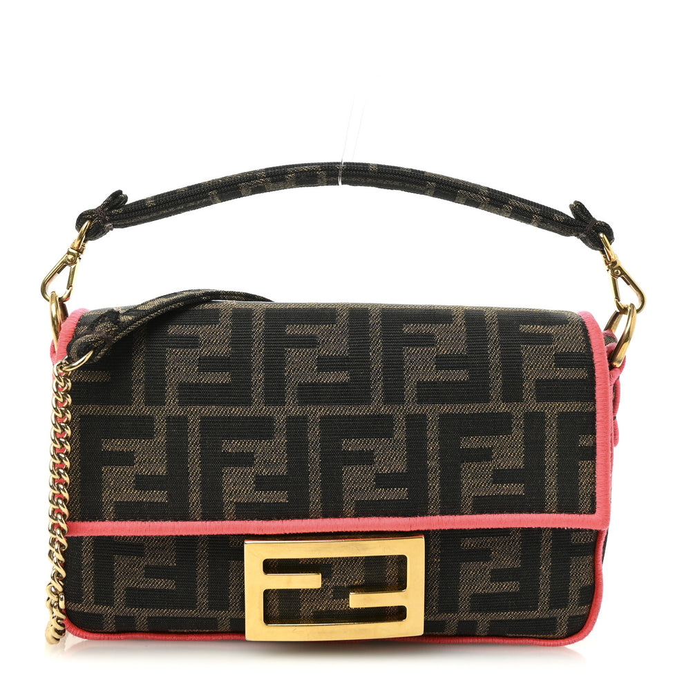 Fendi Fabric Jacquard FF 1974 Roma Armor Mini Baguette Tobacco Moro ...