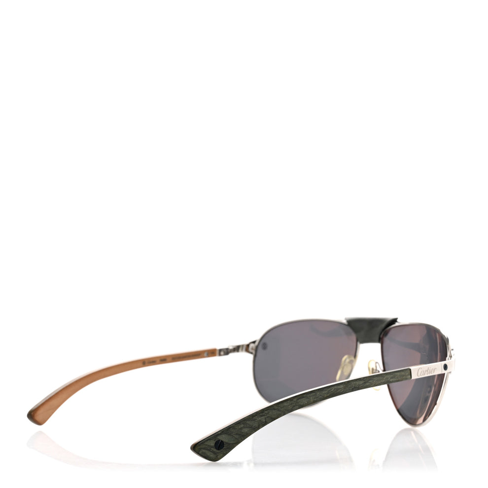 Cartier Metal Santos Dumont Aviator Sunglasses Silver 1738285 ...