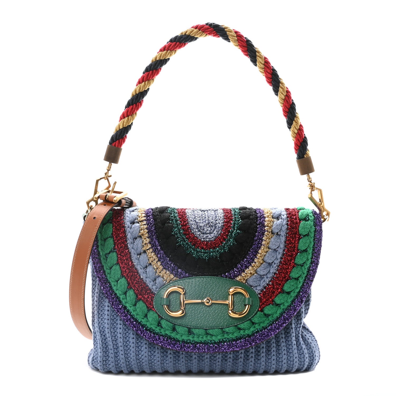 Gucci Cotton Crochet Garden Horsebit 1955 Shoulder Bag Purple ...