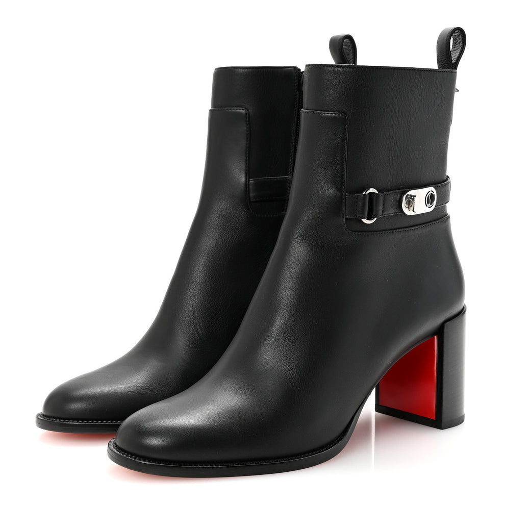 Christian Louboutin Calfskin Lock Booty 70 Ankle Boots 37 Black 1790289 ...
